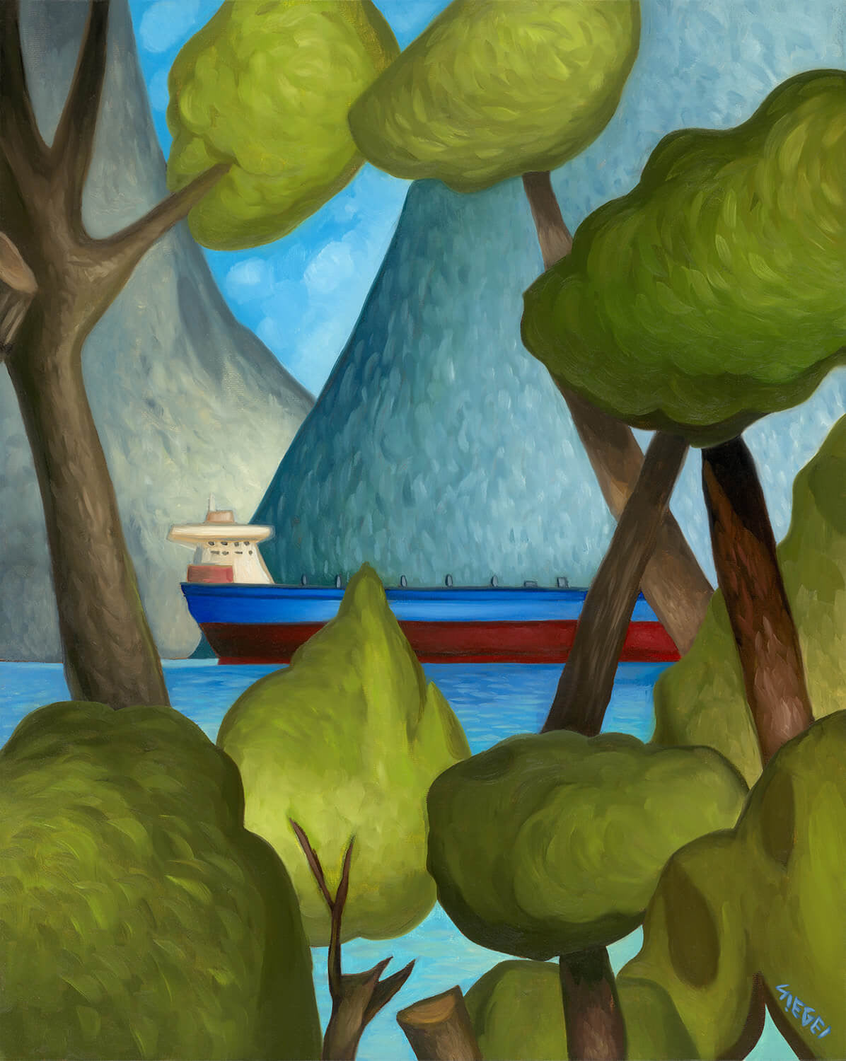 Secret Passage | Vancouver Freighter Paintings | Sam's Original Art